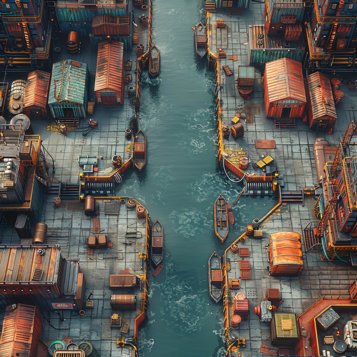 10 Cyberpunk Docks/warehouses Battlemaps, Sci Fi, Cyberpunk, D&D ...