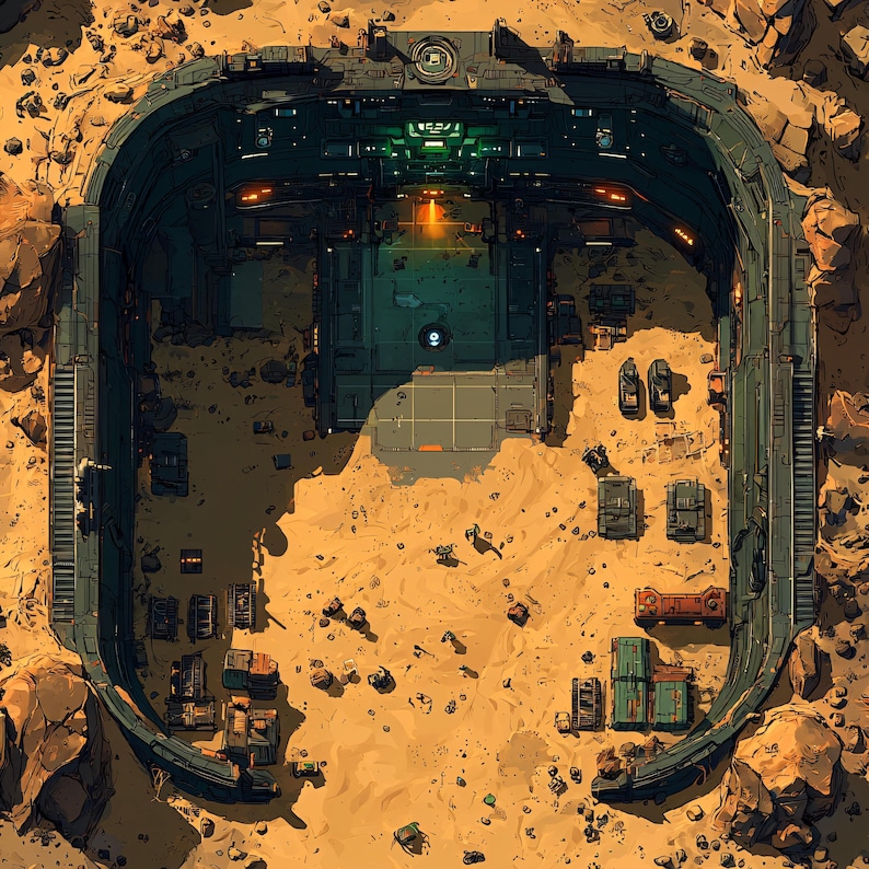 10 Cyberpunk Spaceport Battlemaps, Battle Map, Sci Fi, Cyberpunk, D&D ...