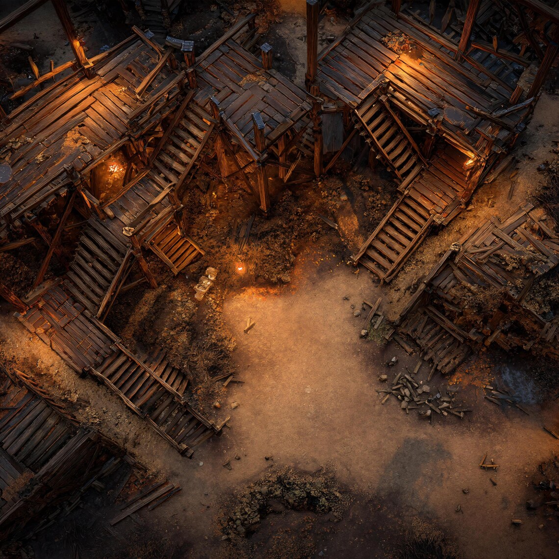 10 Gridless Wrecked Village Battle Maps | VTT Pack for Dnd, Pathfinder ...