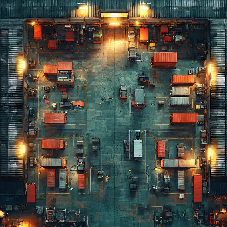 10 Cyberpunk Warehouse Battlemaps 2, Sci Fi, Dnd Battlemap, Cyberpunk ...