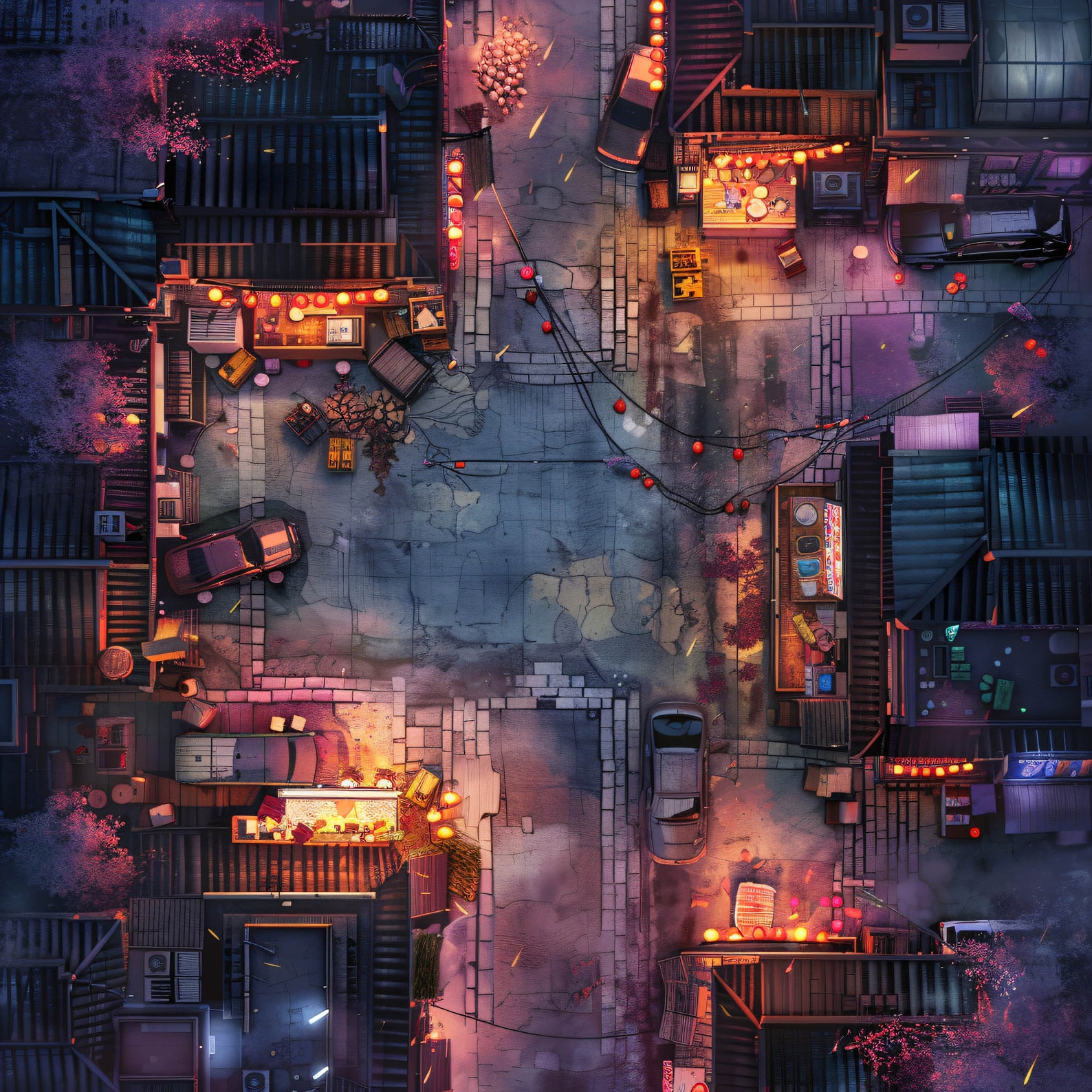 10 Gridless Cyberpunk Market Battlemaps | VTT Pack for Shadowrun ...