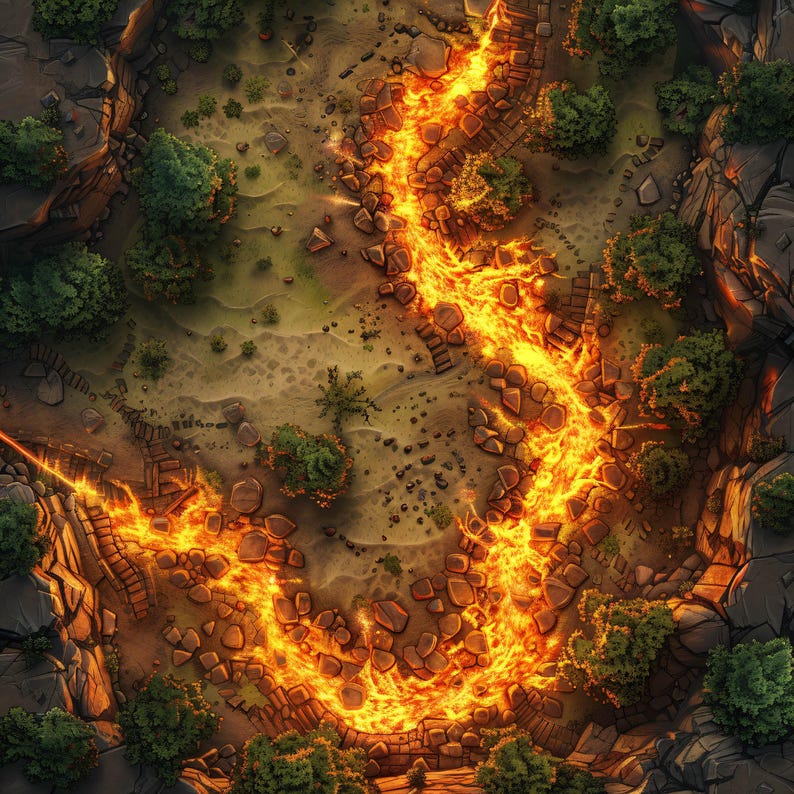 10 Volcano / Fire Battle Maps, Dnd Battlemap, Pathfinder, D&D, Dungeons and Dragons, Roll20 ...
