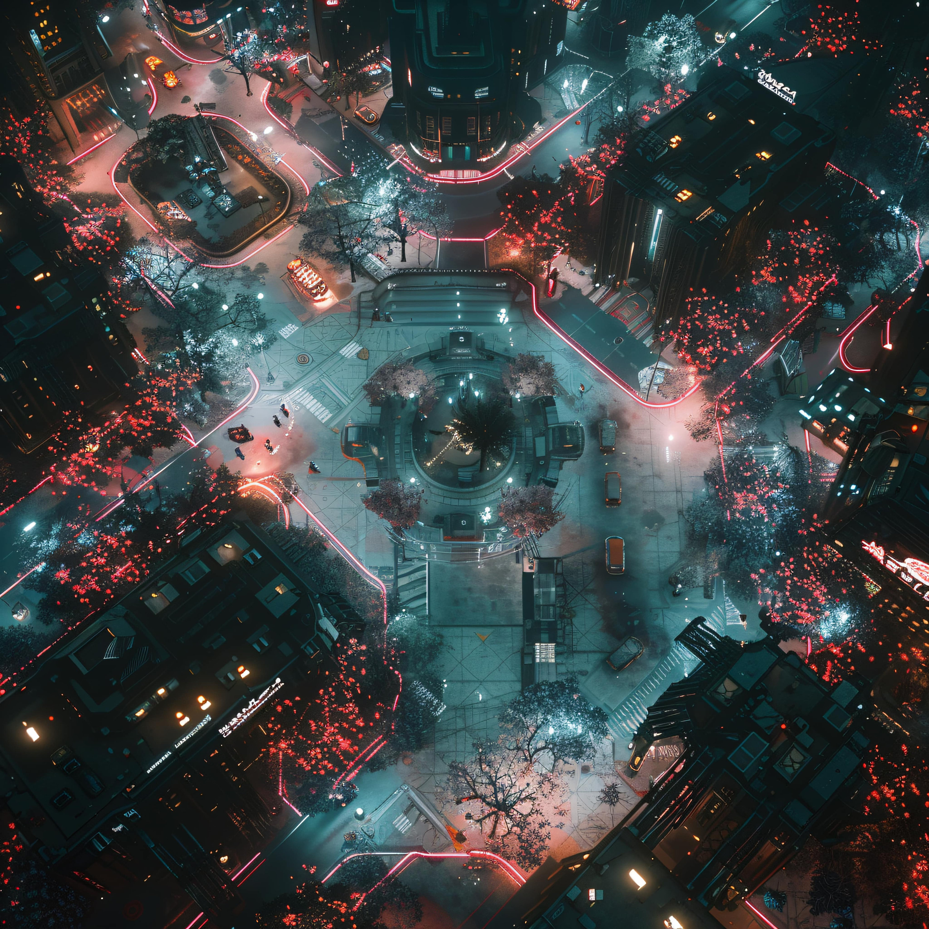 10 Cyberpunk Park Battlemaps, Sci Fi, Dnd Battle Map, Cyberpunk, D&D ...