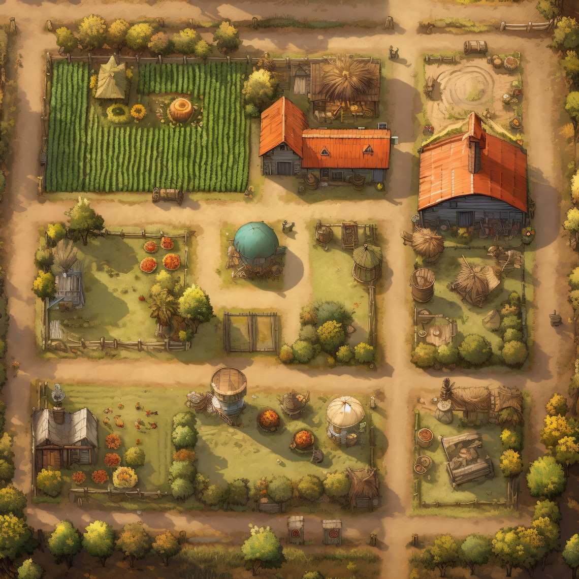 10 Farm Battle Maps, Dnd Battle Map, Pathfinder, D&D, Battlemap ...