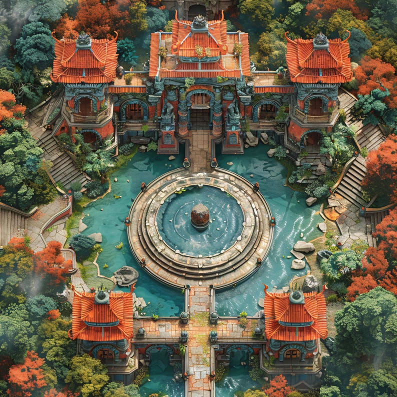 10 Serene Temple Battlemaps, Pathfinder, D&D, Battlemap, Dungeons and ...