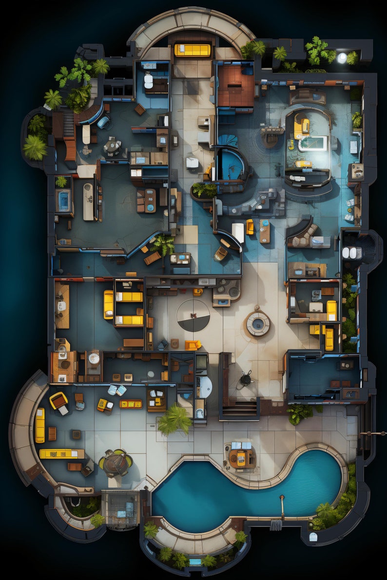 14 Cyberpunk Apartment Battlemaps, Sci Fi, Dnd Battle Map, Cyberpunk, D ...
