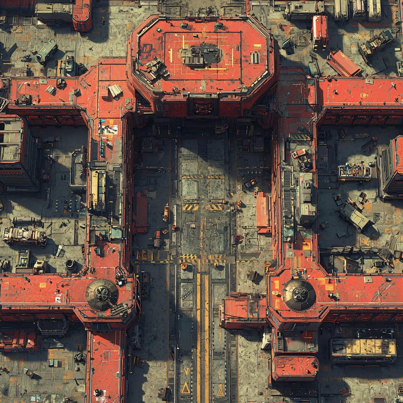 10 Cyberpunk Scrapyard Battlemaps, Sci Fi, Cyberpunk, Battle Map, D&D ...