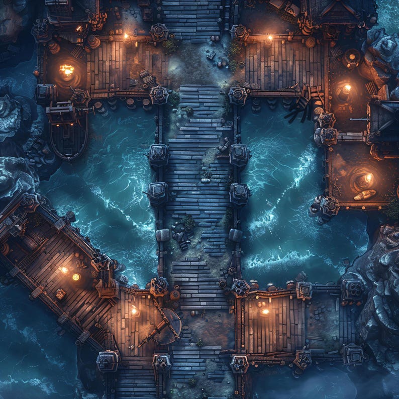 10 Cyberpunk River Battlemaps, Sci Fi, Cyberpunk, Battle Map, D&D ...