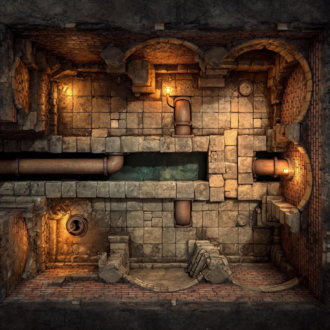 10 Gridless Cyberpunk Sewer Battlemaps | VTT Pack for Shadowrun ...