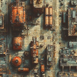 10 Cyberpunk Industry Ruins Battlemaps, Sci Fi, Cyberpunk, Battle Map ...