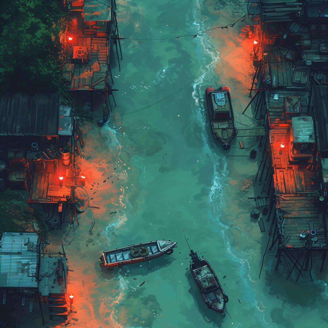 10 Cyberpunk Docks/warehouses Battlemaps, Sci Fi, Cyberpunk, D&D ...