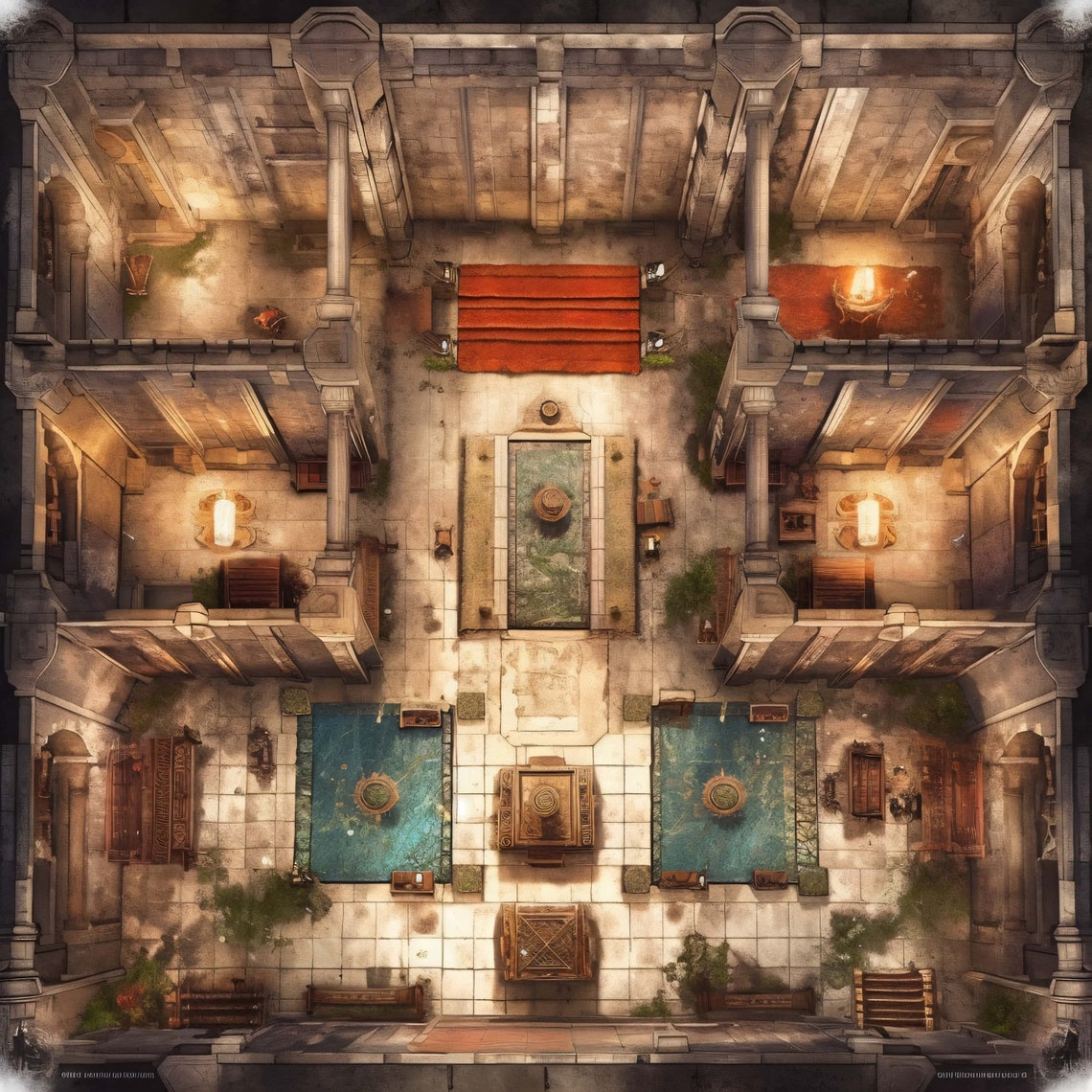 14 Temple Interior Battle Maps, Dnd, Pathfinder, D&D, Battlemap ...
