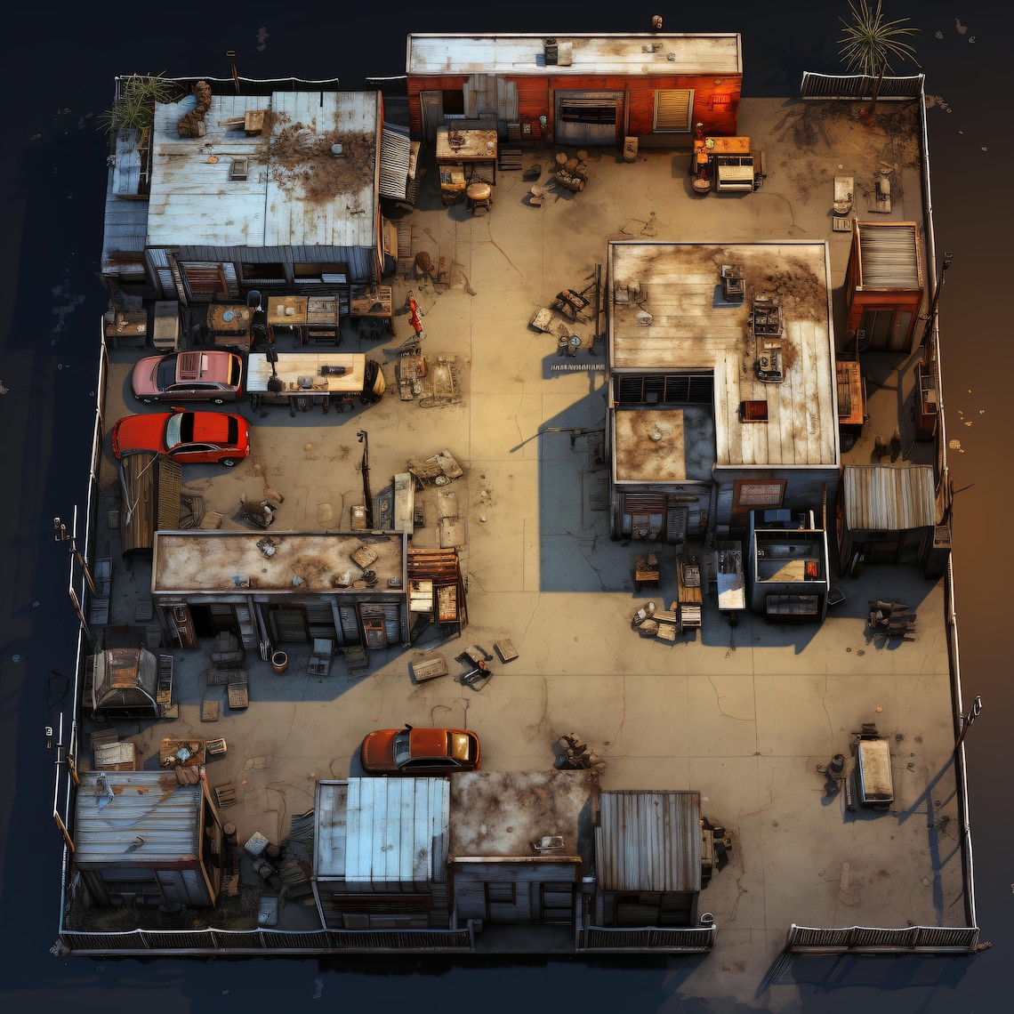 10 Cyberpunk Badlands / Nomad Battlemaps, Sci Fi, Cyberpunk, D&D ...