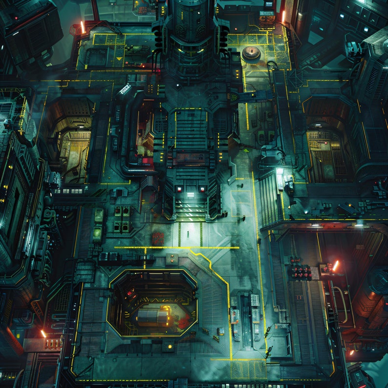 10 Cyberpunk Machinery Battlemaps, Sci Fi, Dnd Battle Map, Cyberpunk, D ...
