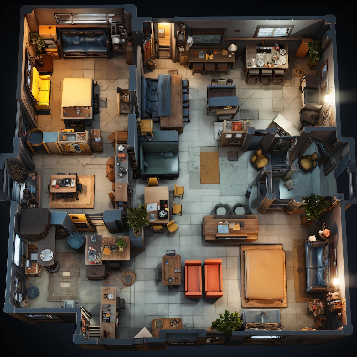 14 Cyberpunk Apartment Battlemaps, Sci Fi, Dnd Battle Map, Cyberpunk, D ...