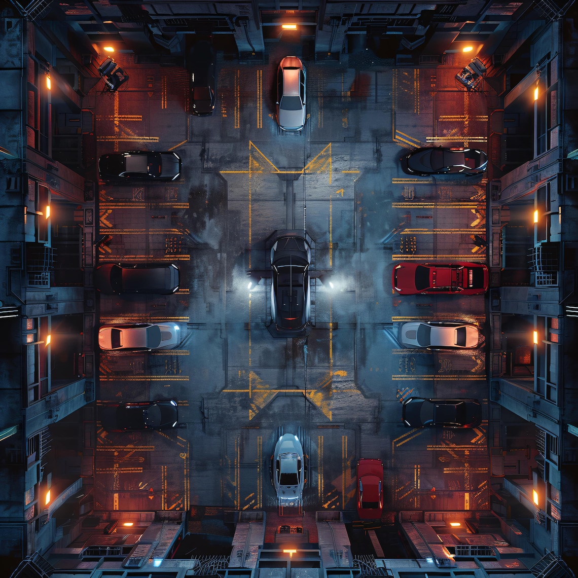 10 Cyberpunk Parking Battlemaps, Sci Fi, Dnd Battle Map, Cyberpunk, D&D ...