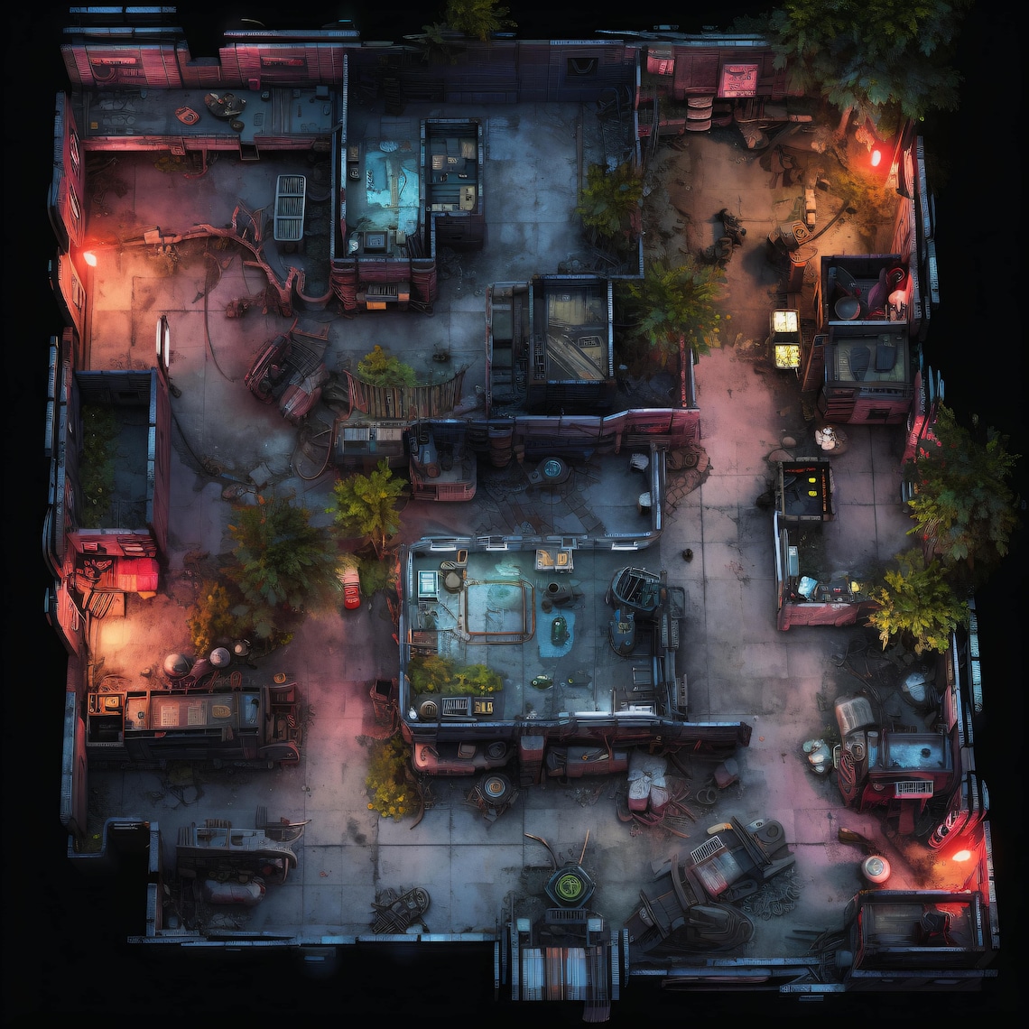 10 Abandoned Cyberpunk Battlemaps, Sci Fi, Dnd Battle Map, Cyberpunk, D ...