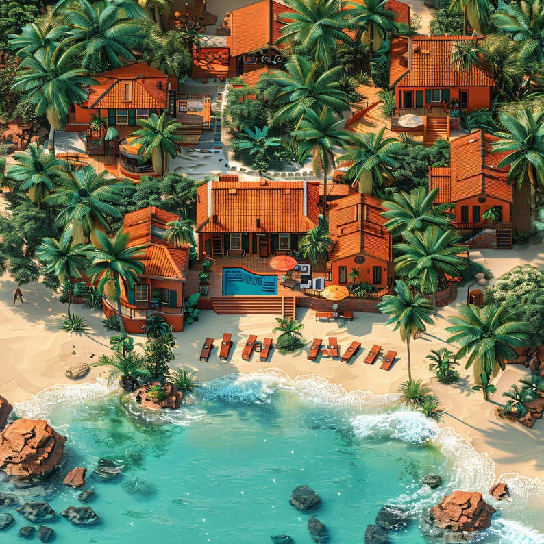 10 Beach Resort Maps, Pathfinder, D&D, Battlemap, Dungeons and Dragons ...