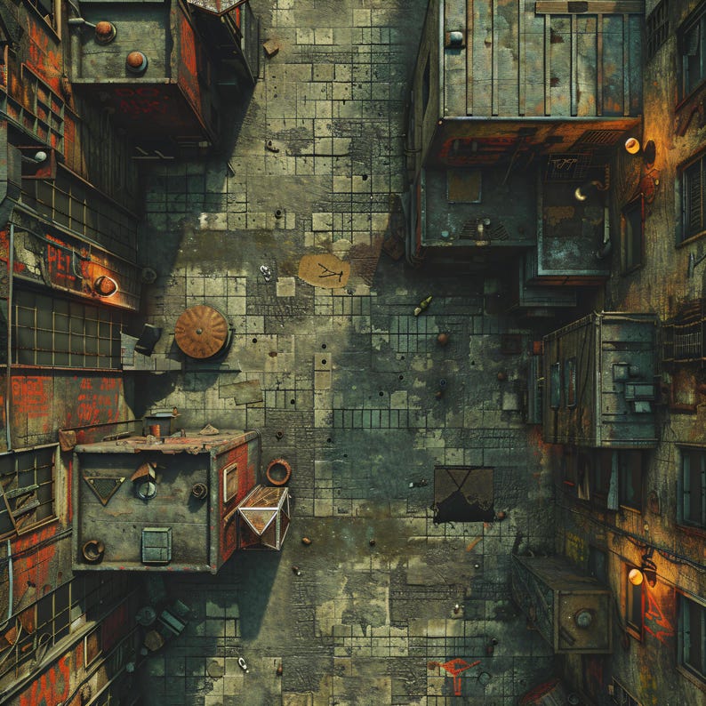 10 Cyberpunk Industrial Battlemaps, Sci Fi, Cyberpunk, Battle Map, D&D ...