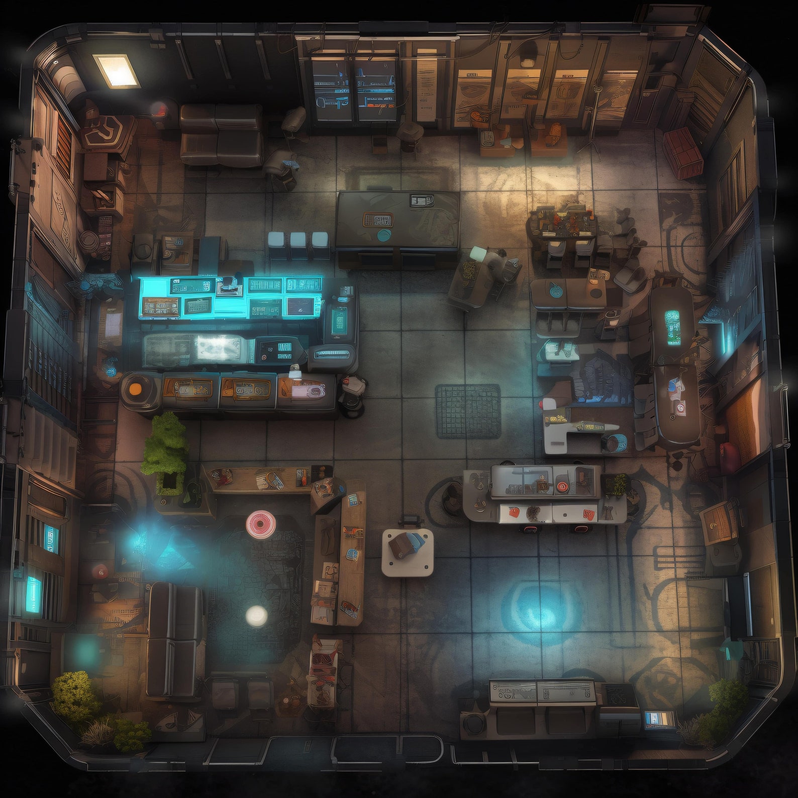 10 Cyberpunk Interior Battlemaps, Sci Fi, Dnd Battle Map, Cyberpunk, D ...