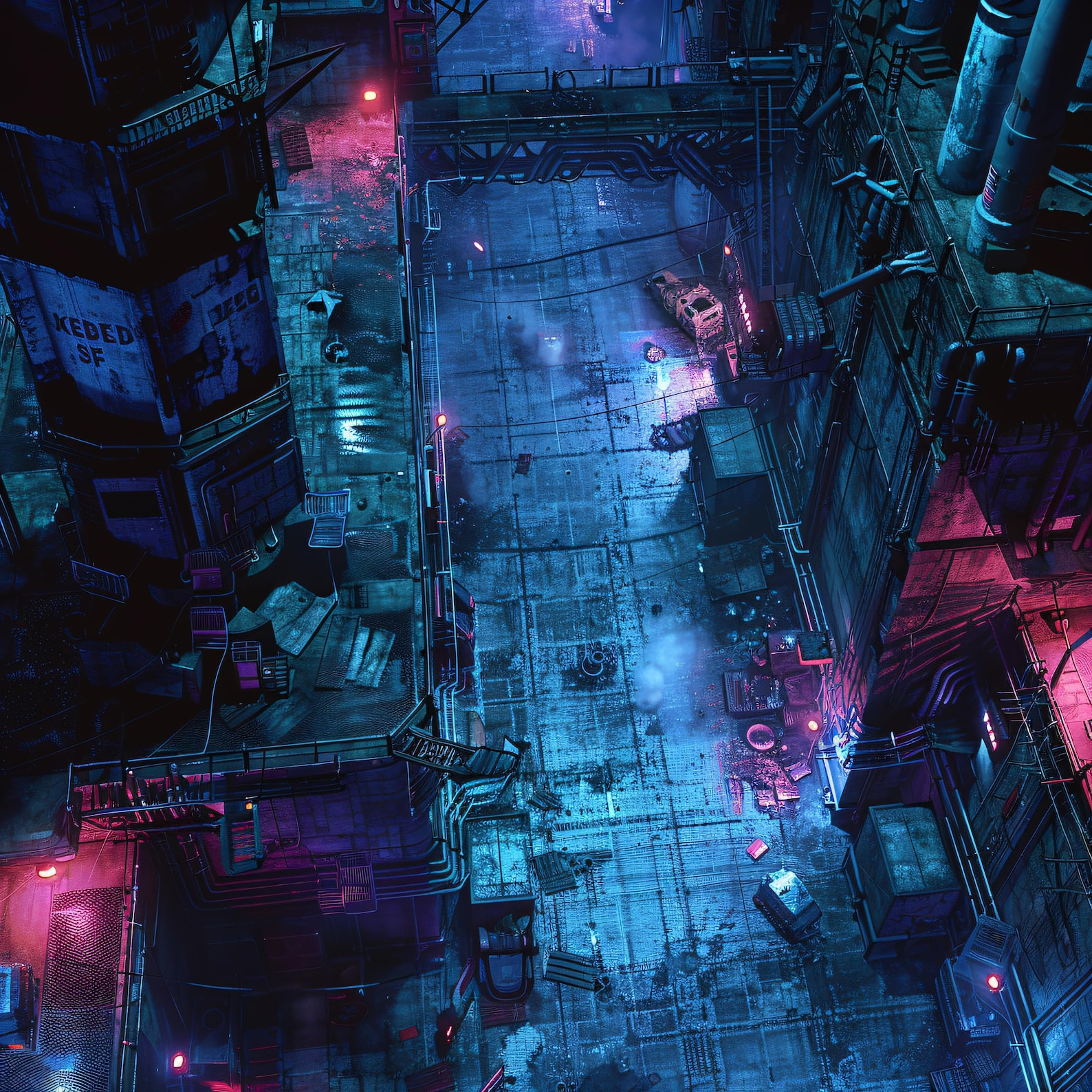10 Cyberpunk Alley Battlemaps, Sci Fi, Dnd Battle Map, Cyberpunk, D&D ...