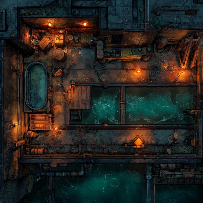 10 Gridless Cyberpunk Sewer Battlemaps | VTT Pack for Shadowrun ...