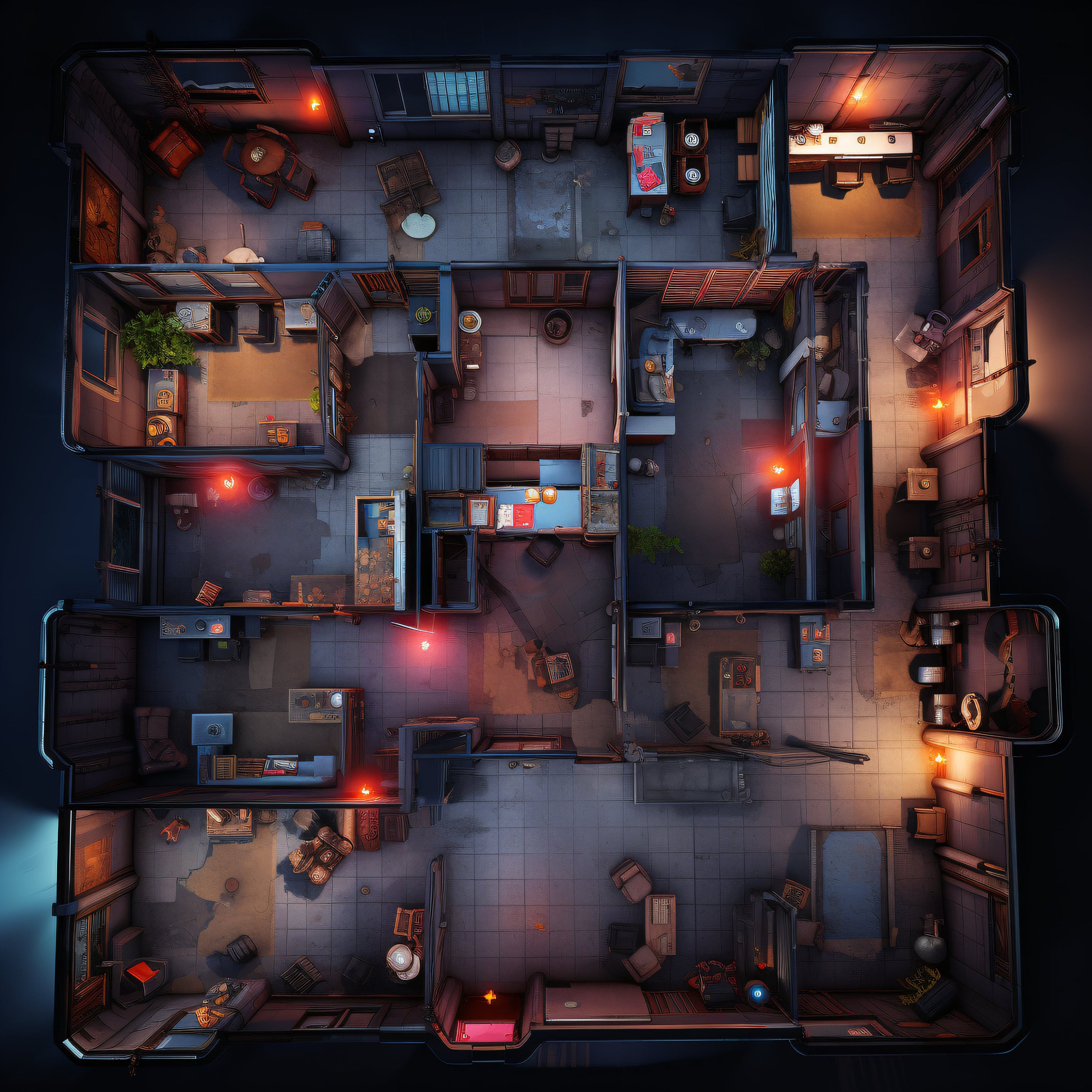 14 Cyberpunk Apartment Battlemaps, Sci Fi, Dnd Battle Map, Cyberpunk, D ...