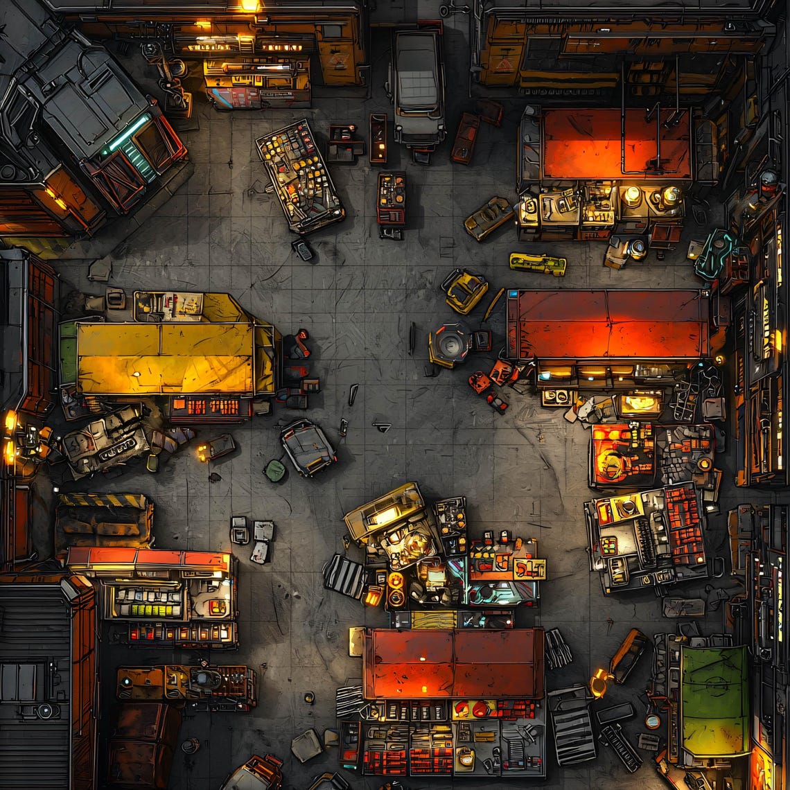 10 Cyberpunk Open Air Market Battlemaps, Sci Fi, Dnd Battle Map, D&D ...