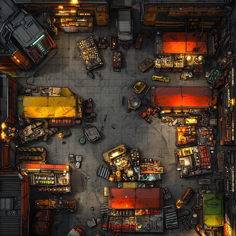 10 Cyberpunk Open Air Market Battlemaps, Sci Fi, Dnd Battle Map, D&D, Shadowrun, Roll20, Fantasy ...