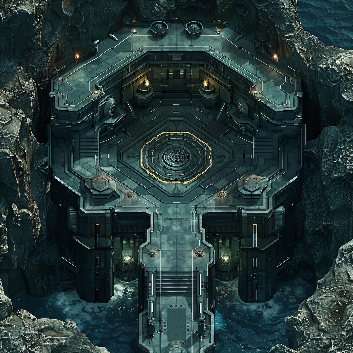 10 Cyberpunk Spaceport Battlemaps, Sci Fi, Dnd Battle Map, Cyberpunk, D ...