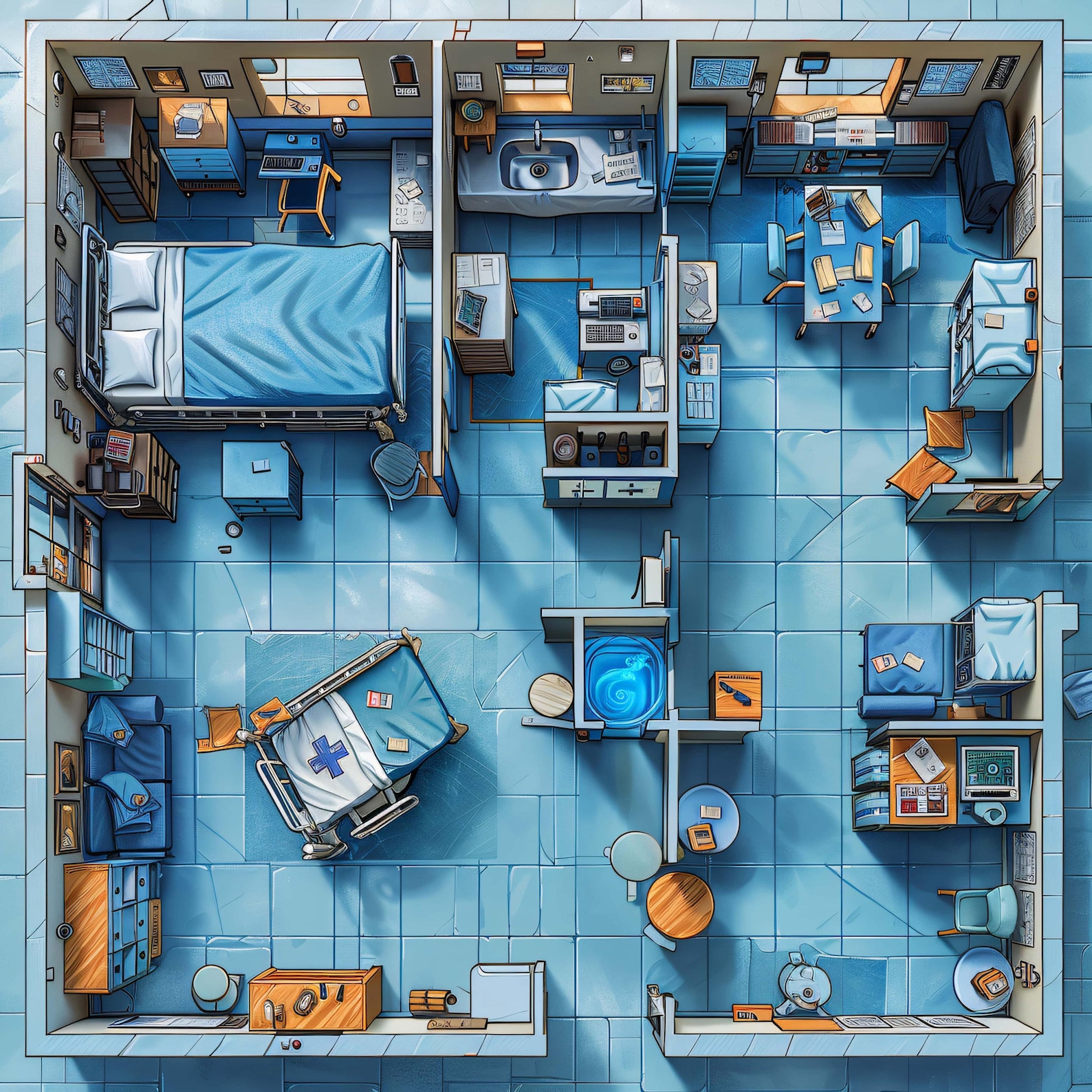 10 Cyberpunk Hospital Battlemaps, Sci Fi, Cyberpunk, D&D, Shadowrun ...