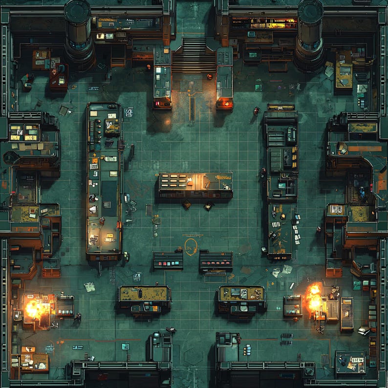 10 Cyberpunk Tower Battlemaps, Sci Fi, Dnd Battle Map, Cyberpunk, D&D ...