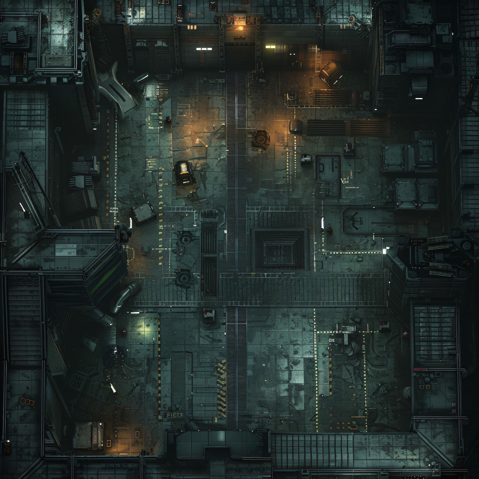 10 Cyberpunk Warehouse Battlemaps, Sci Fi, Dnd Battle Map, Cyberpunk, D ...