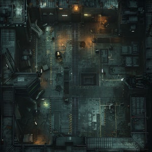 10 Cyberpunk Warehouse Battlemaps, Sci Fi, Dnd Battle Map, Cyberpunk, D ...