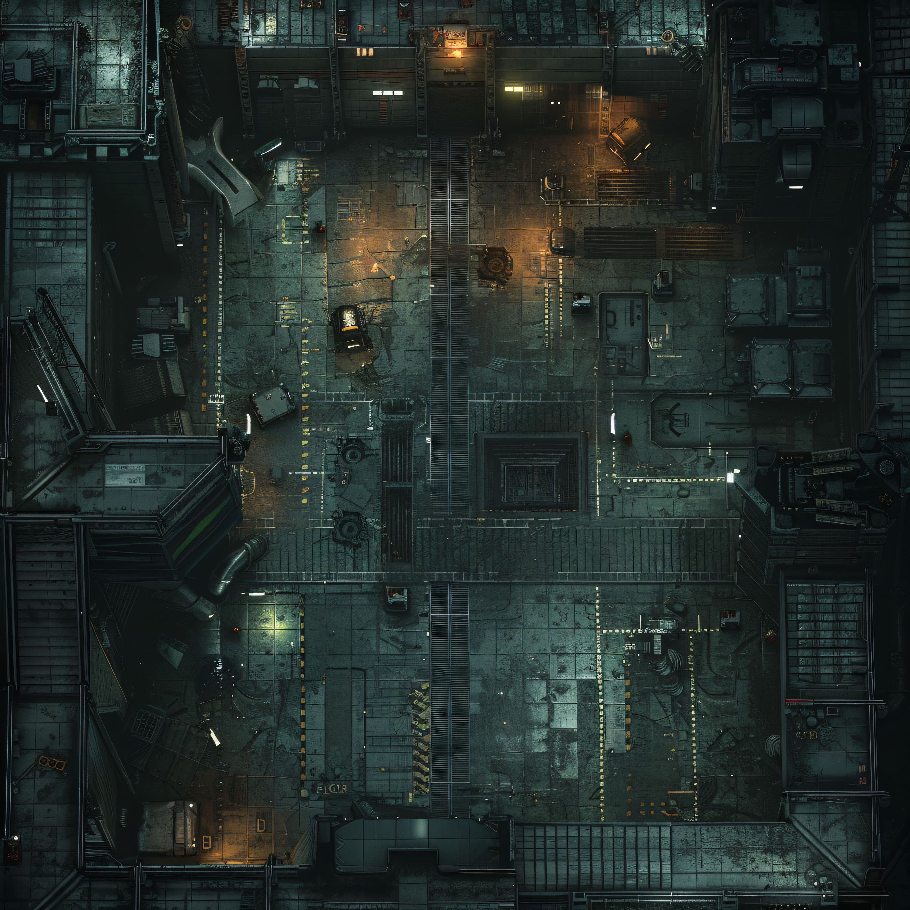 10 Cyberpunk Warehouse Battlemaps, Sci Fi, Dnd Battle Map, Cyberpunk, D ...
