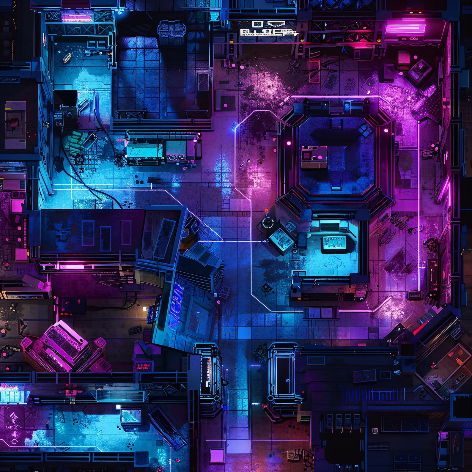 10 Cyberpunk Club Battlemaps, Sci Fi, Dnd Battle Map, Cyberpunk, D&D ...