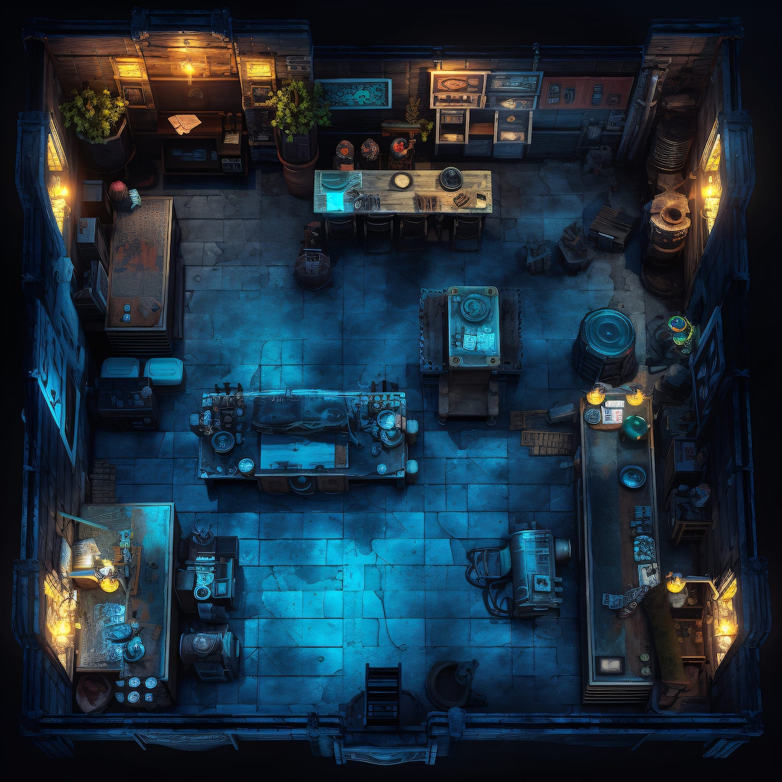 10 Cyberpunk Facility Battlemaps, Sci Fi, Dnd Battle Map, Cyberpunk, D ...