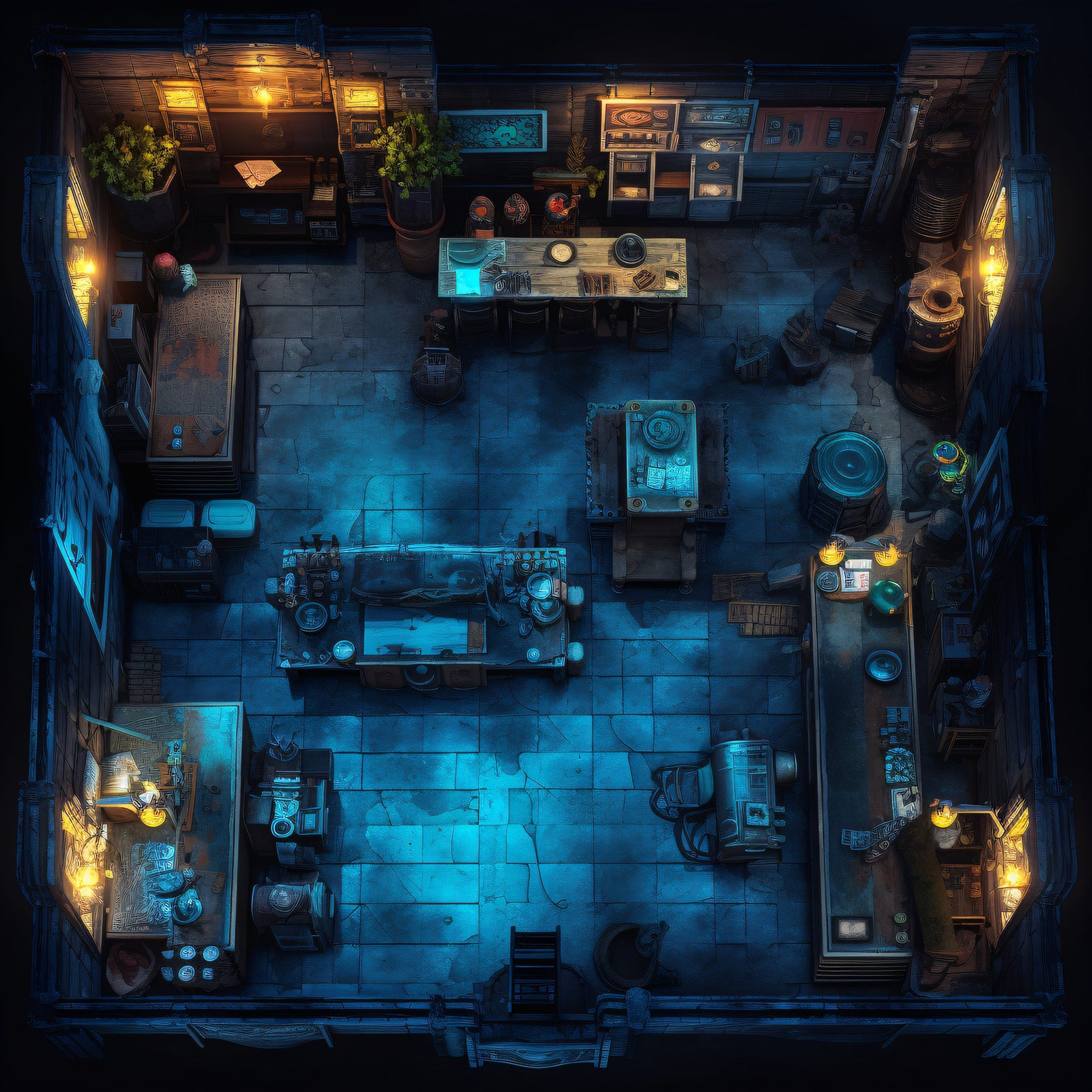 10 Cyberpunk Facility Battlemaps, Sci Fi, Dnd Battle Map, Cyberpunk, D ...