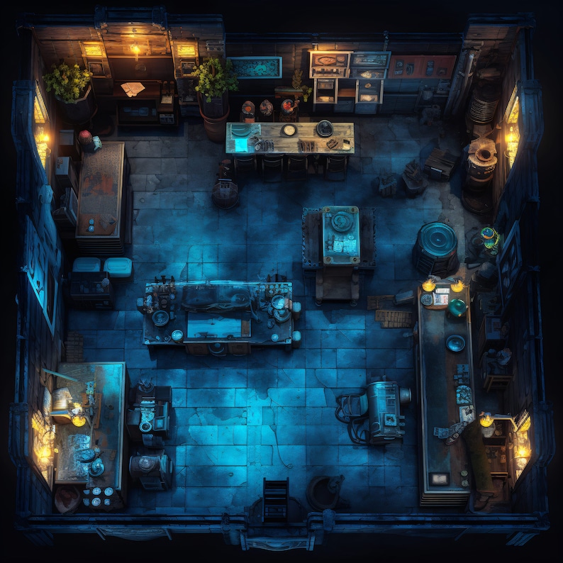 10 Cyberpunk Facility Battlemaps, Sci Fi, Dnd Battle Map, Cyberpunk, D ...