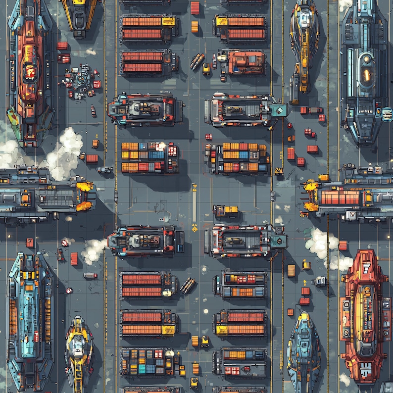 10 Cyberpunk Shipyard / Spaceport Battlemaps, Sci Fi, Dnd Battle Map, D ...