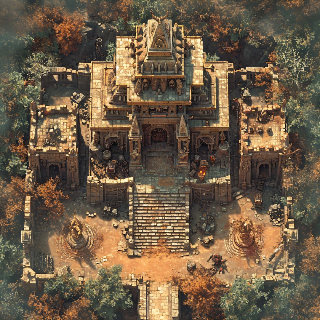 10 Temple Ruins Battle Maps, Dnd, Pathfinder, D&D, Battlemap, Dungeons ...