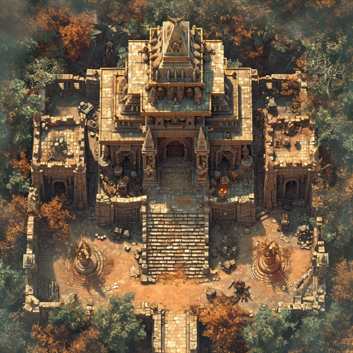 10 Temple Ruins Battle Maps, Dnd, Pathfinder, D&D, Battlemap, Dungeons ...