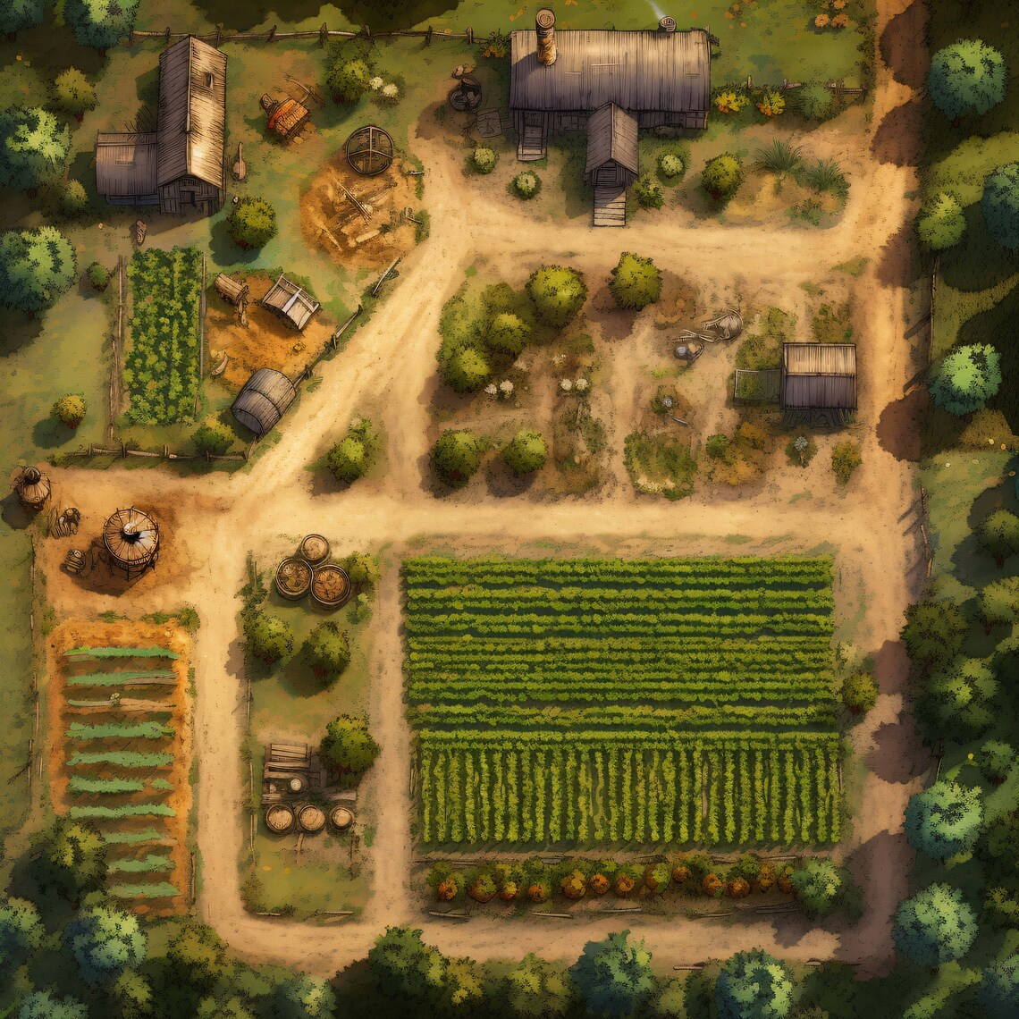 10 Farm Battle Maps 2, Dnd Battle Map, Pathfinder, D&D, Battlemap ...