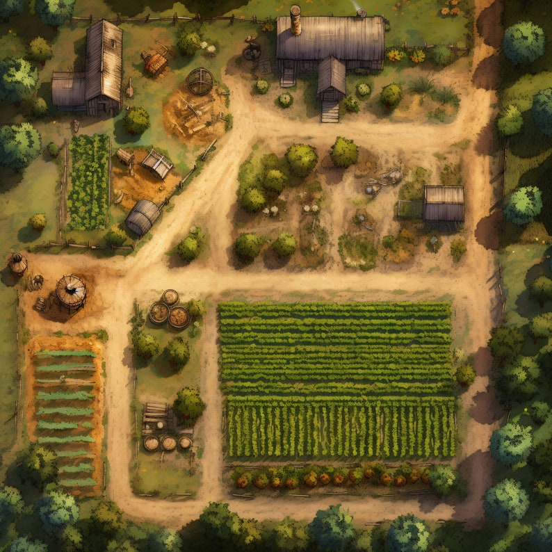 10 Farm Battle Maps 2, Dnd Battle Map, Pathfinder, D&D, Battlemap ...