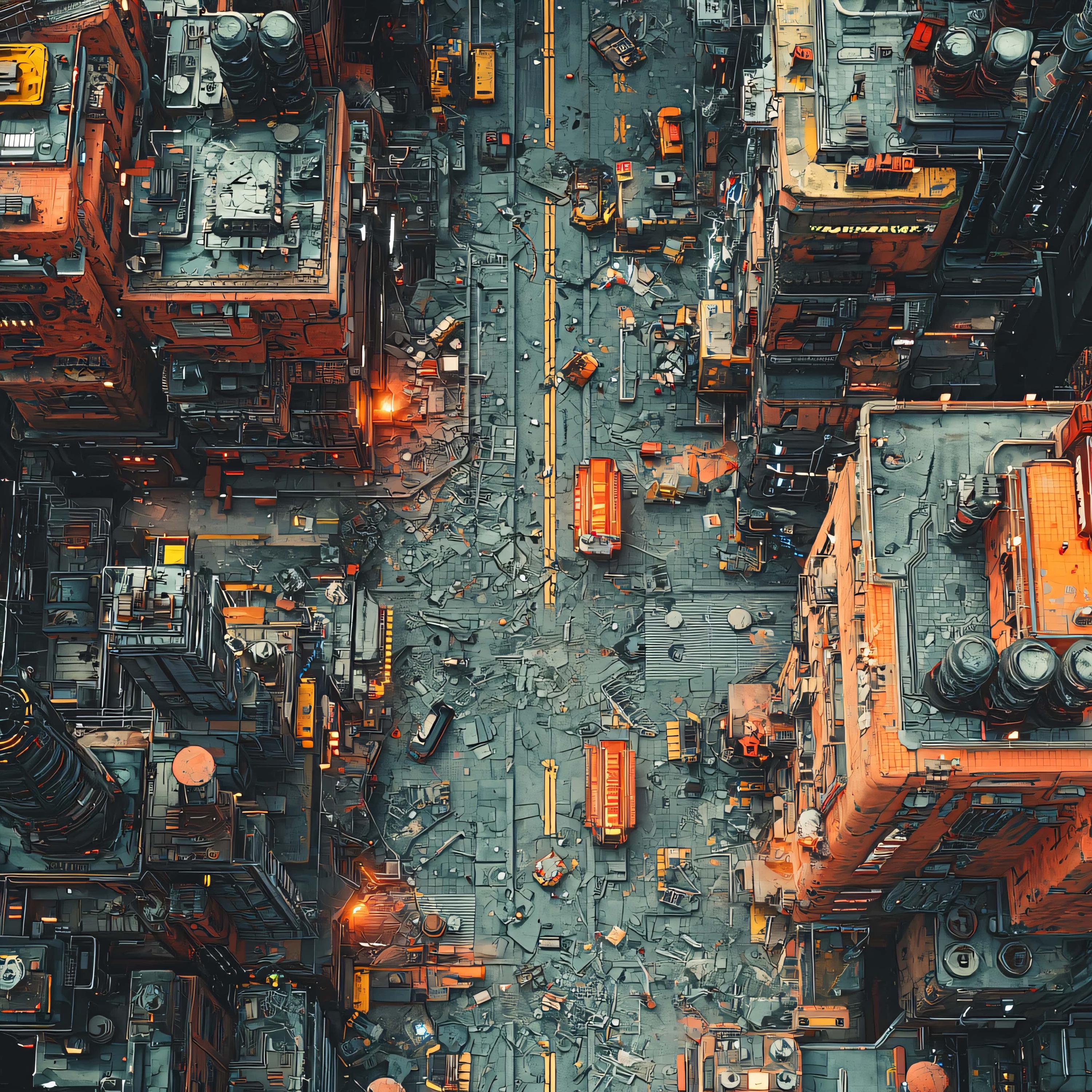 10 Cyberpunk Ruined City Battlemaps, Battle Map, Sci Fi, Cyberpunk, D&D ...