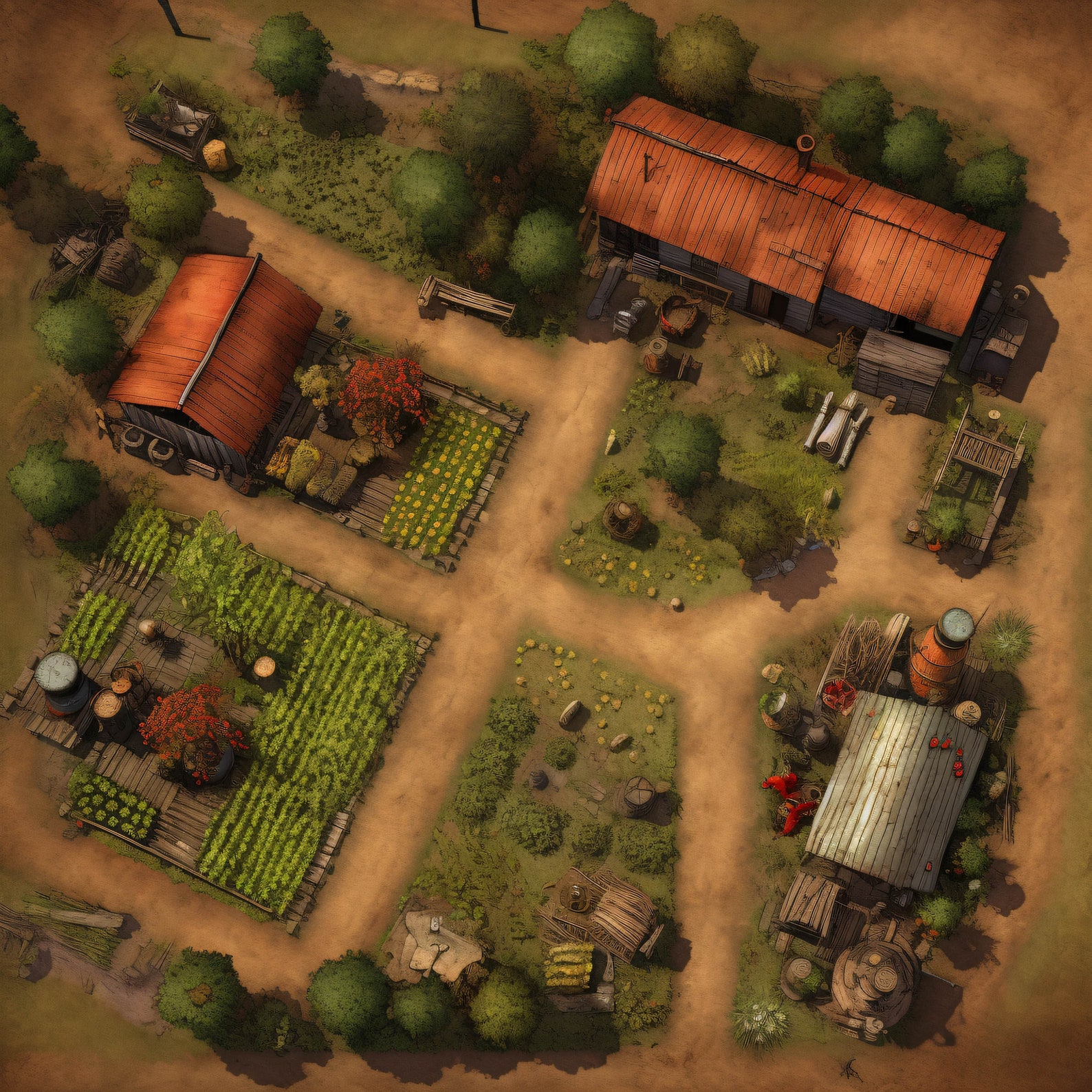 10 Farm Battle Maps 2, Dnd Battle Map, Pathfinder, D&D, Battlemap ...