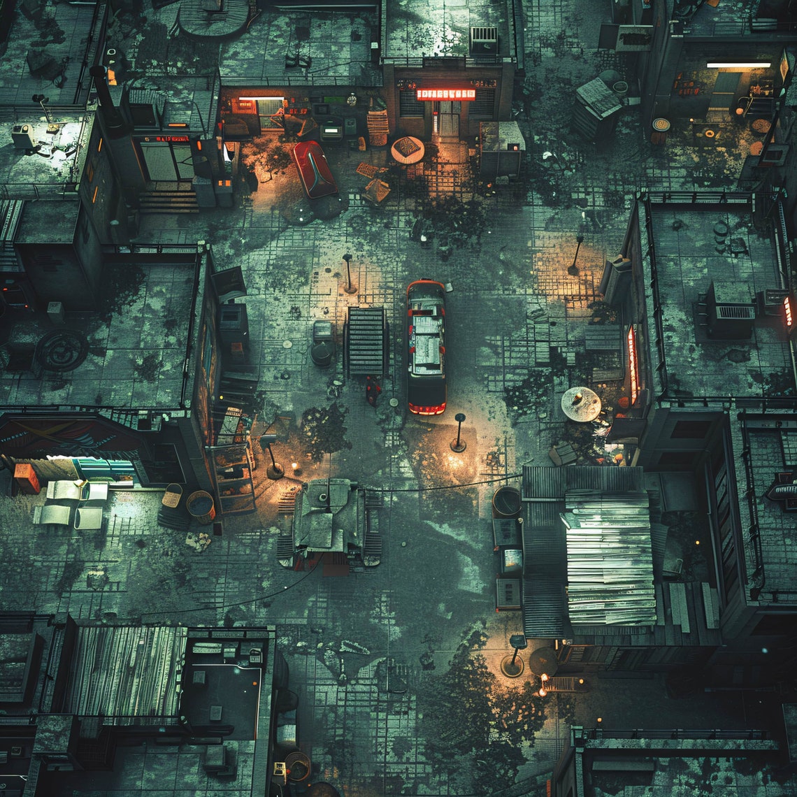 10 Cyberpunk Streets Battlemaps, Sci Fi, Dnd Battle Map, Cyberpunk, D&D ...