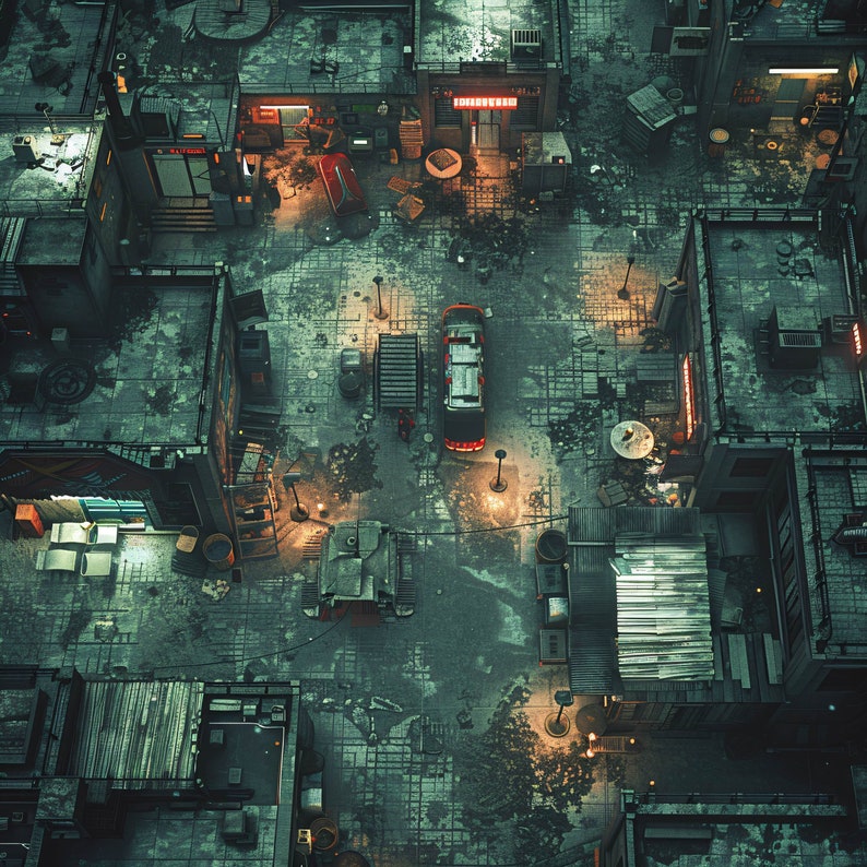 10 Cyberpunk Streets Battlemaps, Sci Fi, Dnd Battle Map, Cyberpunk, D&D ...