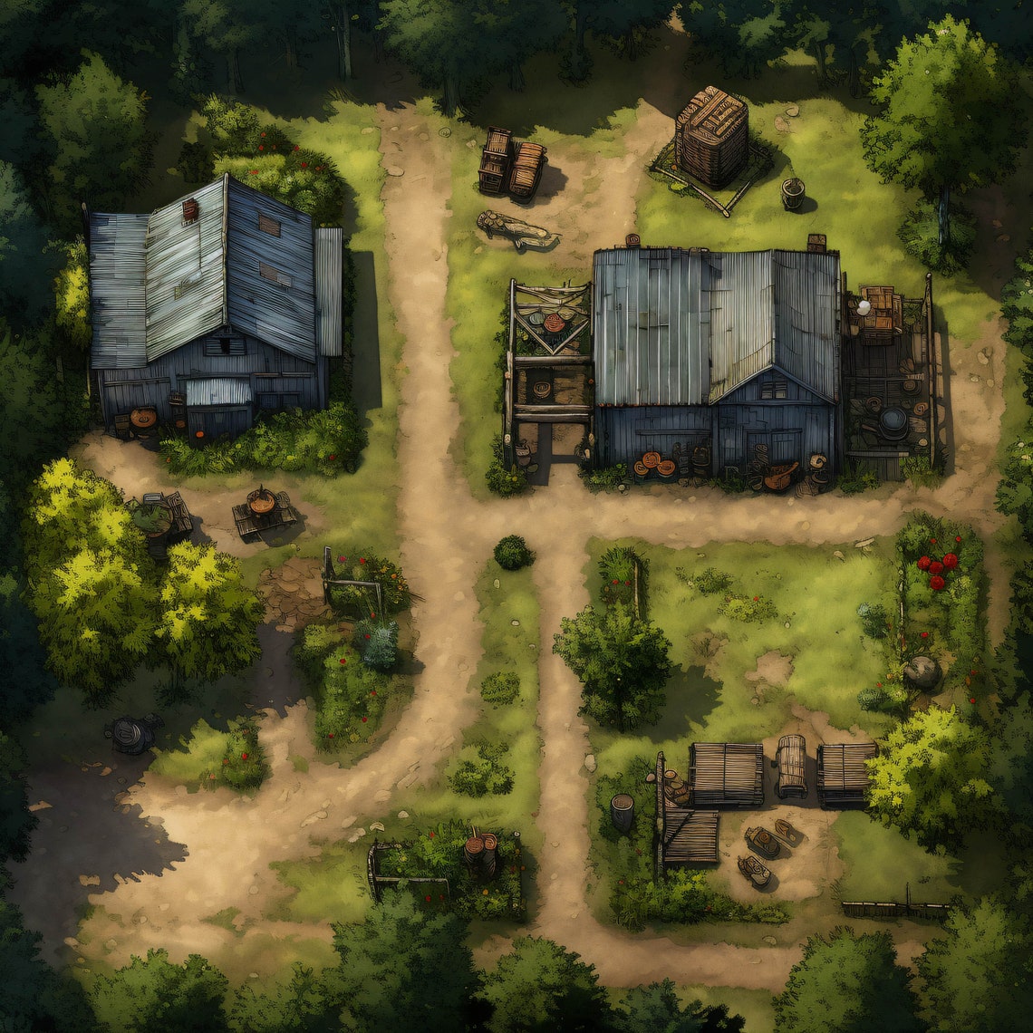 10 Farm Battle Maps 2, Dnd Battle Map, Pathfinder, D&D, Battlemap ...