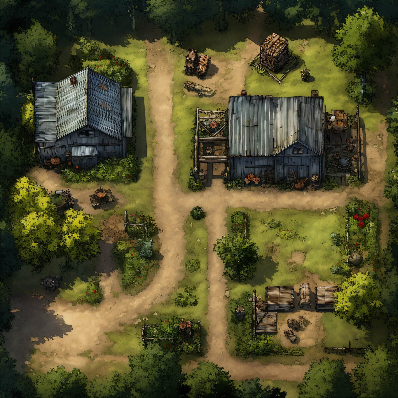 10 Farm Battle Maps 2, Dnd Battle Map, Pathfinder, D&D, Battlemap ...